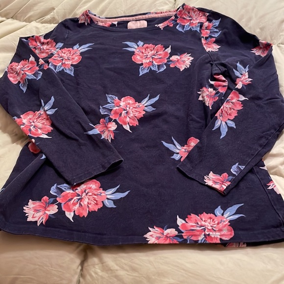 Joules | Tops | Joules Navy Floral Breton Top Us | Poshmark